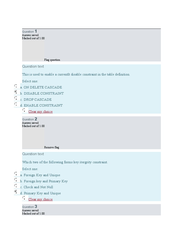 Question Text: Clear My Choice | PDF | Information Management | Data