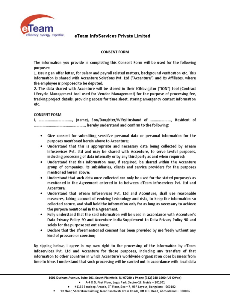 eTeam Payroll Consent Form | PDF | Information Privacy | Information ...