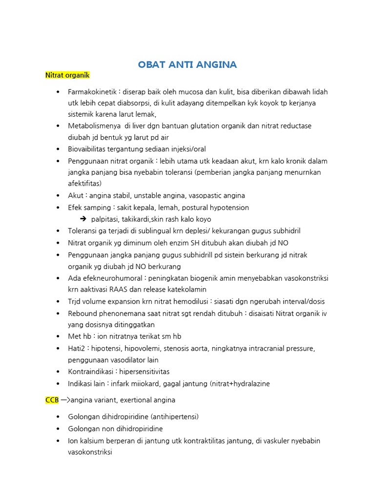 Obat Anti Angina: Nitrat Organik | PDF