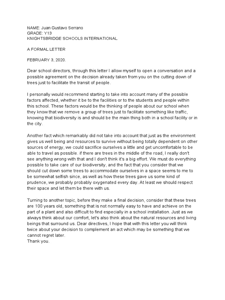 Paper 1 Practice Formal Letter First Draft | PDF