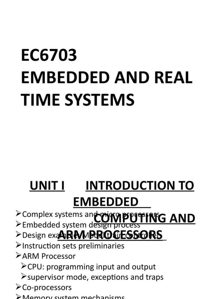 EC6703 Embedded and Real Time Systems | PDF | Arm Architecture | Central Processing Unit