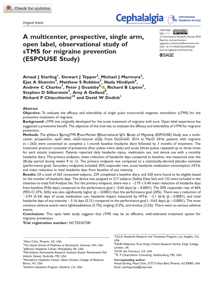 Multicenter, Prospective, Single Arm, Open Label, Observational Study ...