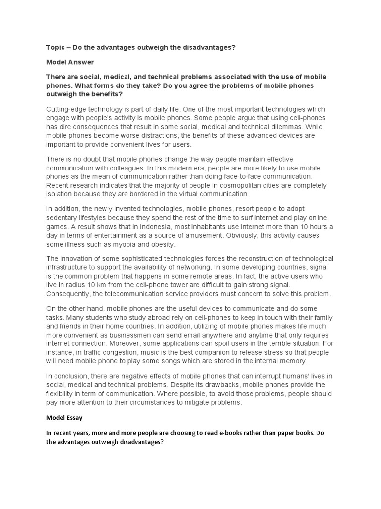 Do The Advantages Out Weigh The Disadvantages | PDF | Mobile Phones | E ...