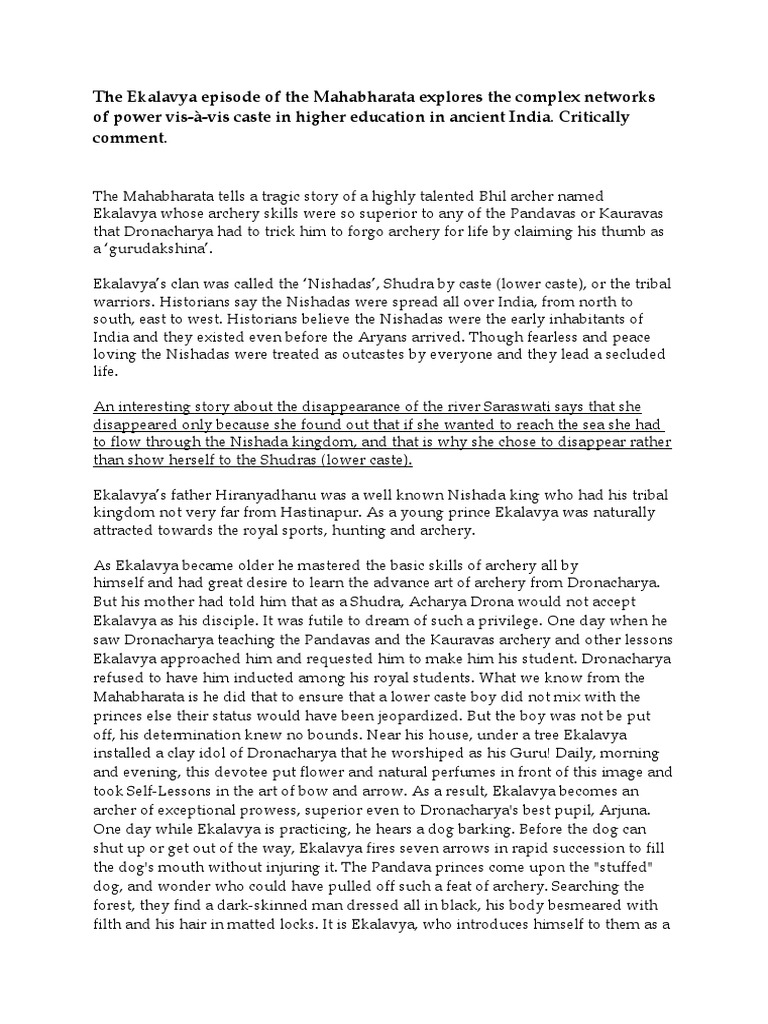 The Ekalavya | PDF | Mahabharata | Vaishnava Texts