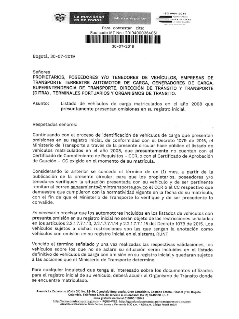 Circular 20194000364051 de 30-07-2019 PDF | PDF | Home & Garden ...