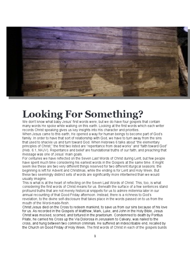 Intro To The First Word of Jesus | Download Free PDF | Gospel Of ...