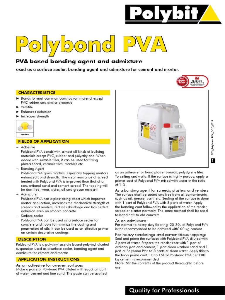 Polybond PVA: PVA Based Bonding Agent and Admixture | PDF | Adhesive ...