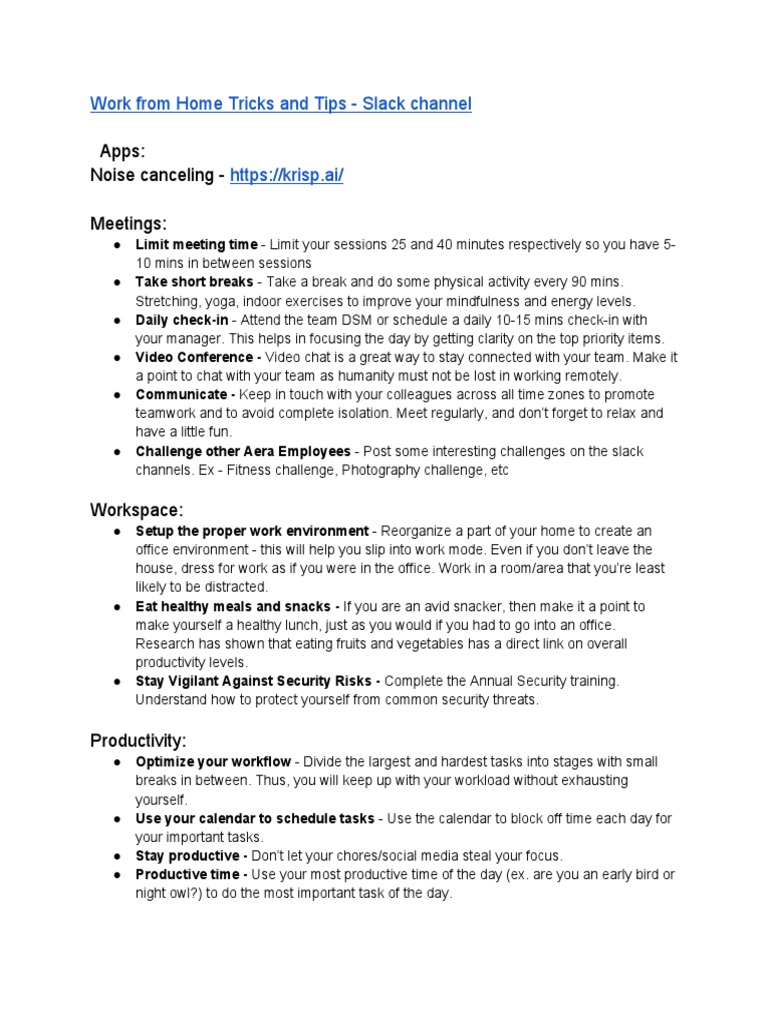 Effective WFH Tips and Tricks | PDF | Telecommuting | Business