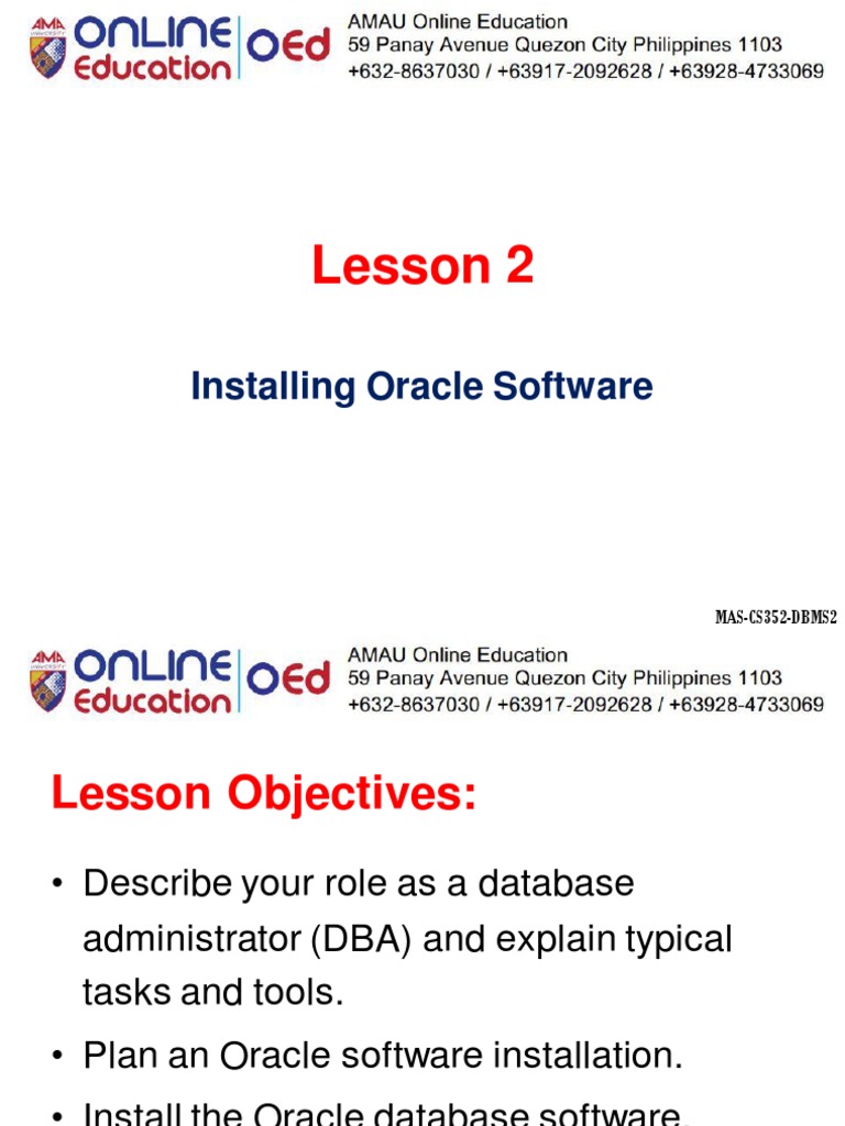 Lesson 2: Installing Oracle Software | PDF | Databases | Oracle Corporation