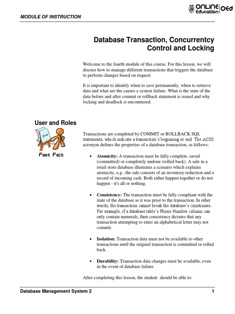 Database Transaction, Concurrentcy Control and Locking | PDF | Database ...