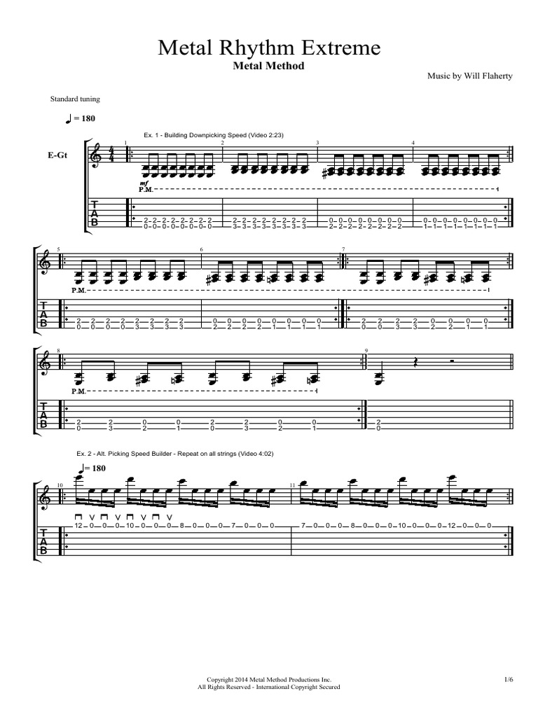 Metal Rhythm Extreme Tab - Ex 1-11 | PDF | Chordophones | Music Production