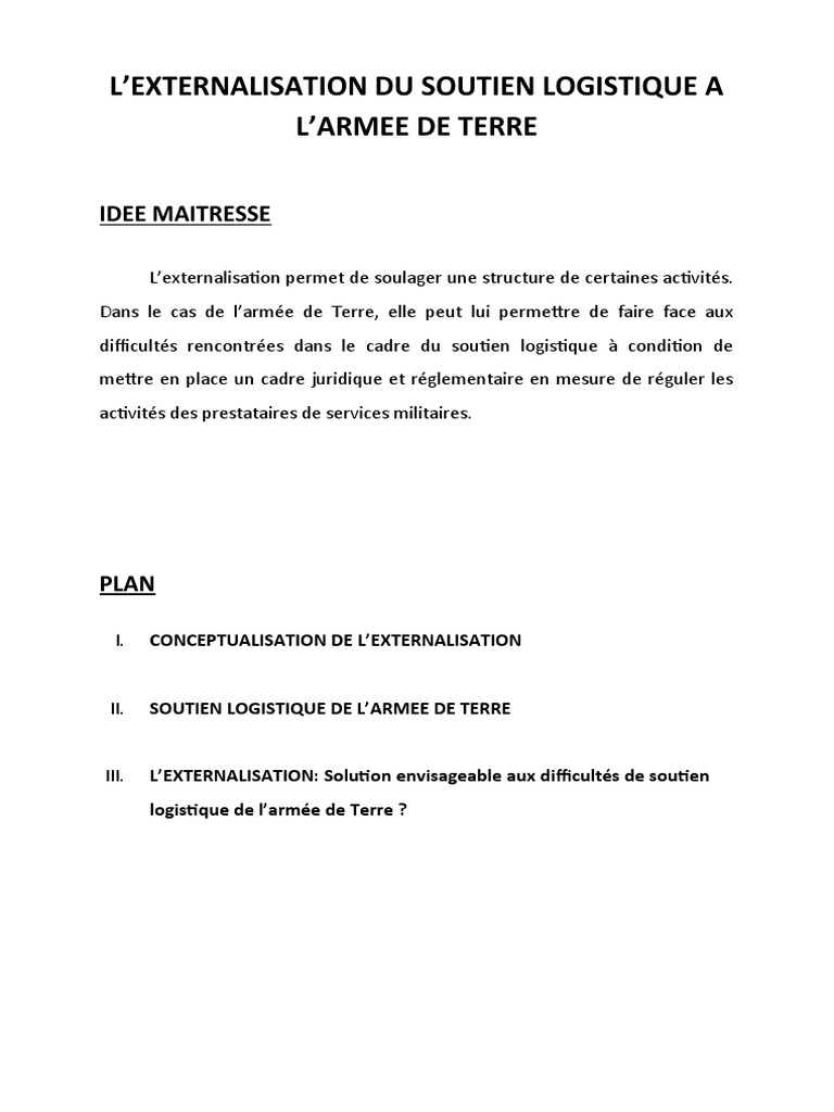 Externalisation Logistique | PDF | Sous-traitance | Logistique