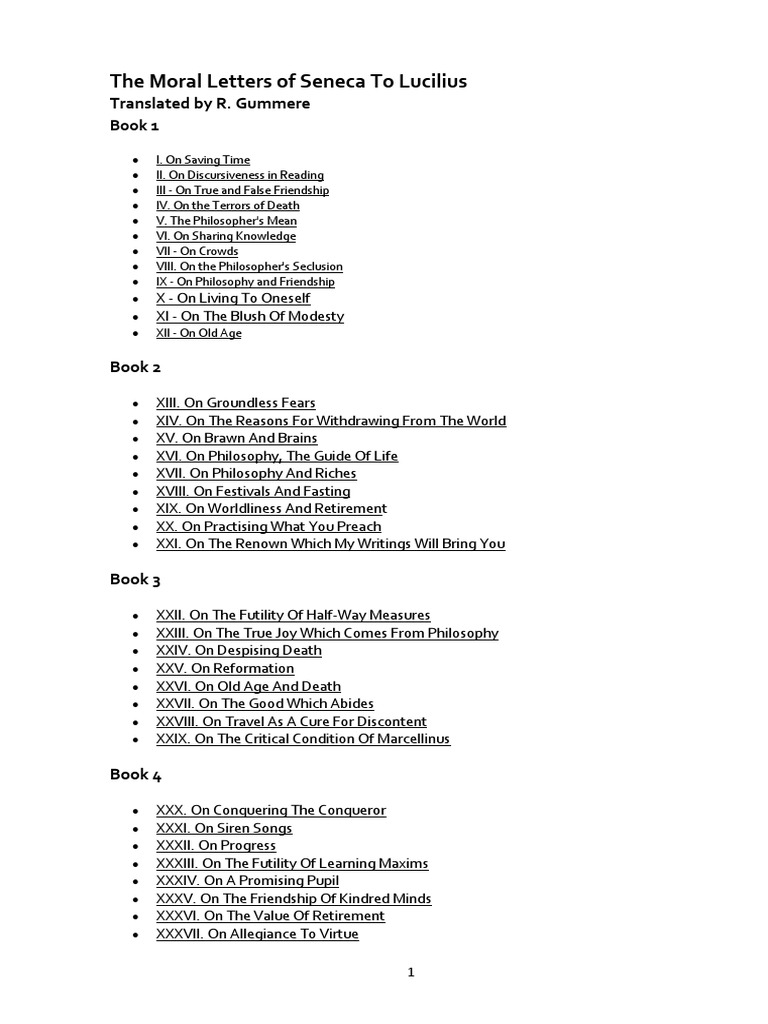 Seneca - The Moral Letters of Seneca To Lucilius | PDF