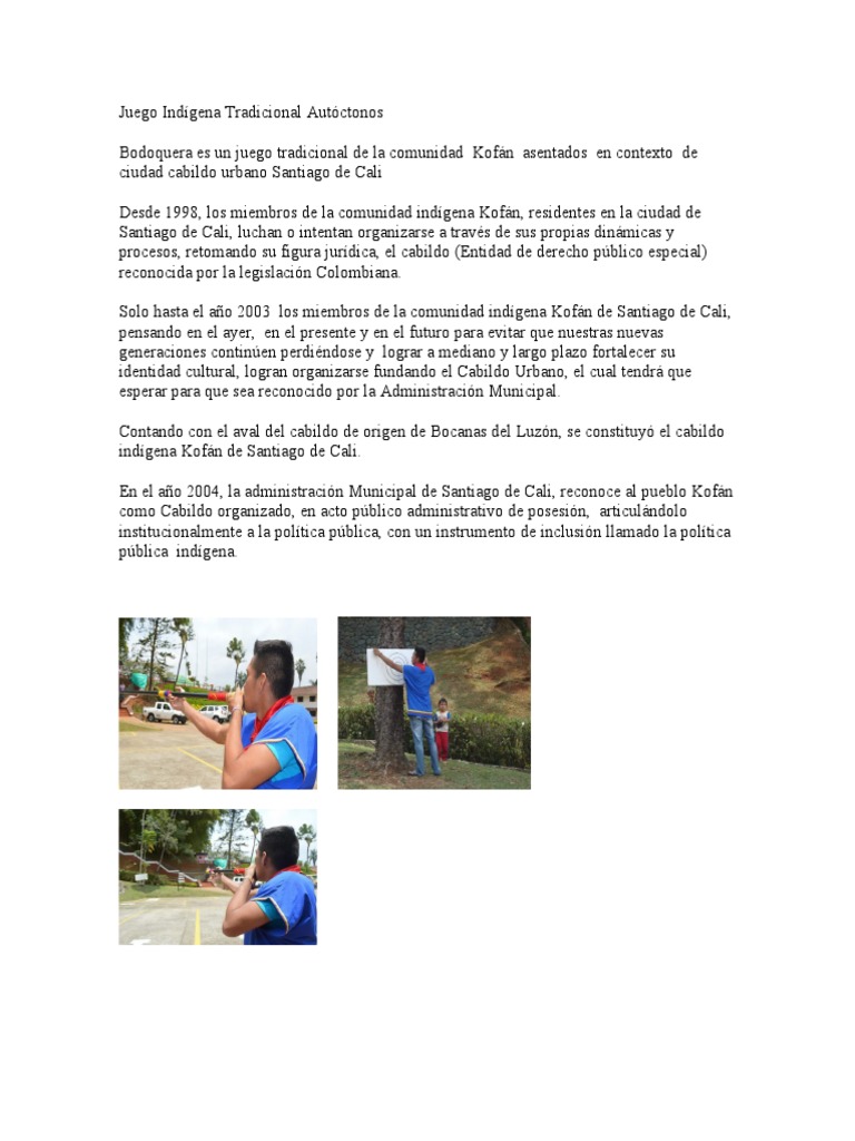 Bodoquera: Juego Tradicional Kofán | PDF