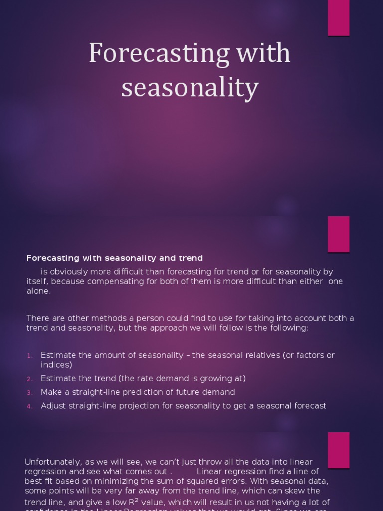 Forecasting With Seasonality | PDF | Seasonality | Forecasting