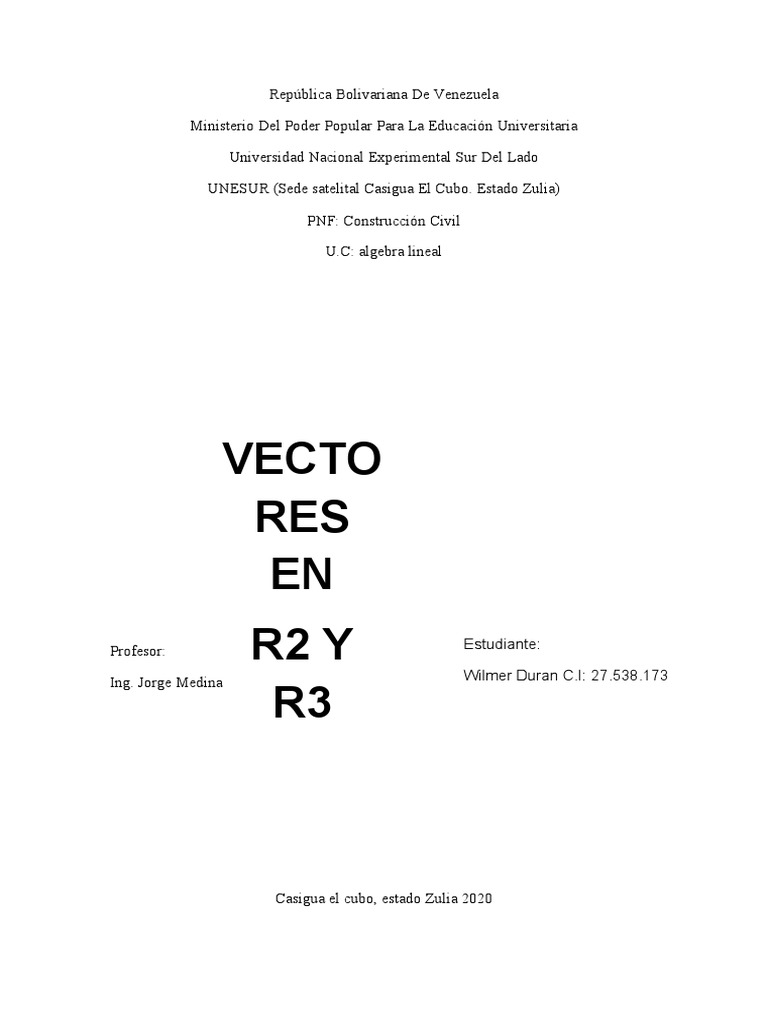 Vectores r2 y r3 (Autoguardado) | PDF | Vector Euclidiano | Geometria ...