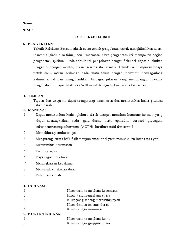 SOP Terapi Benson Fix | PDF | Kesehatan Holistik | Sains & Matematika