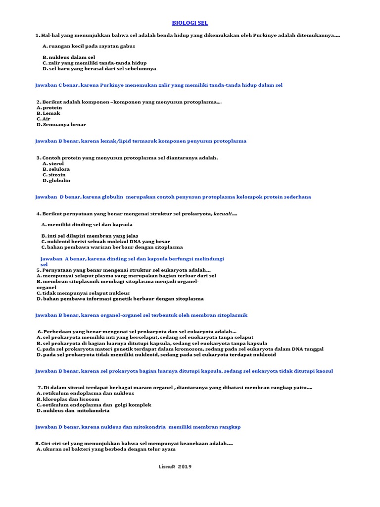 Latihan Mandiri Biosel | PDF