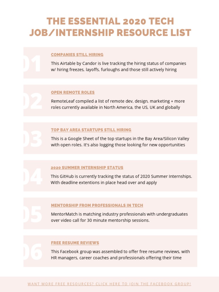 The Essential 2020 Tech Job/Internship Resource List: Companies Still ...