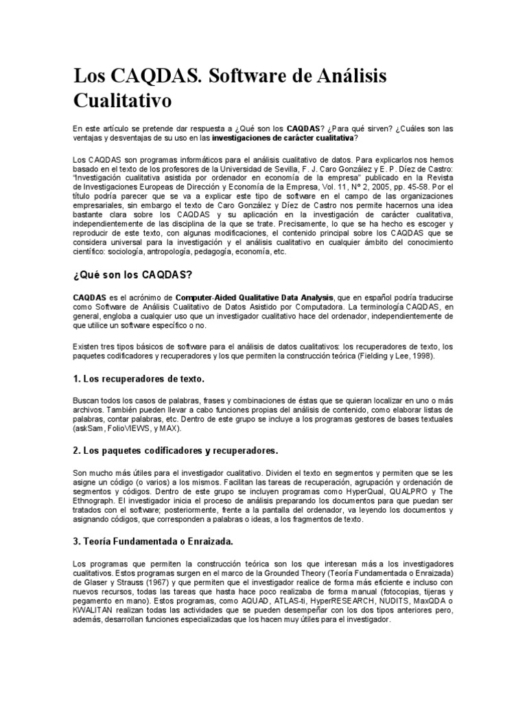 Los CAQDAS | PDF | Software | Información