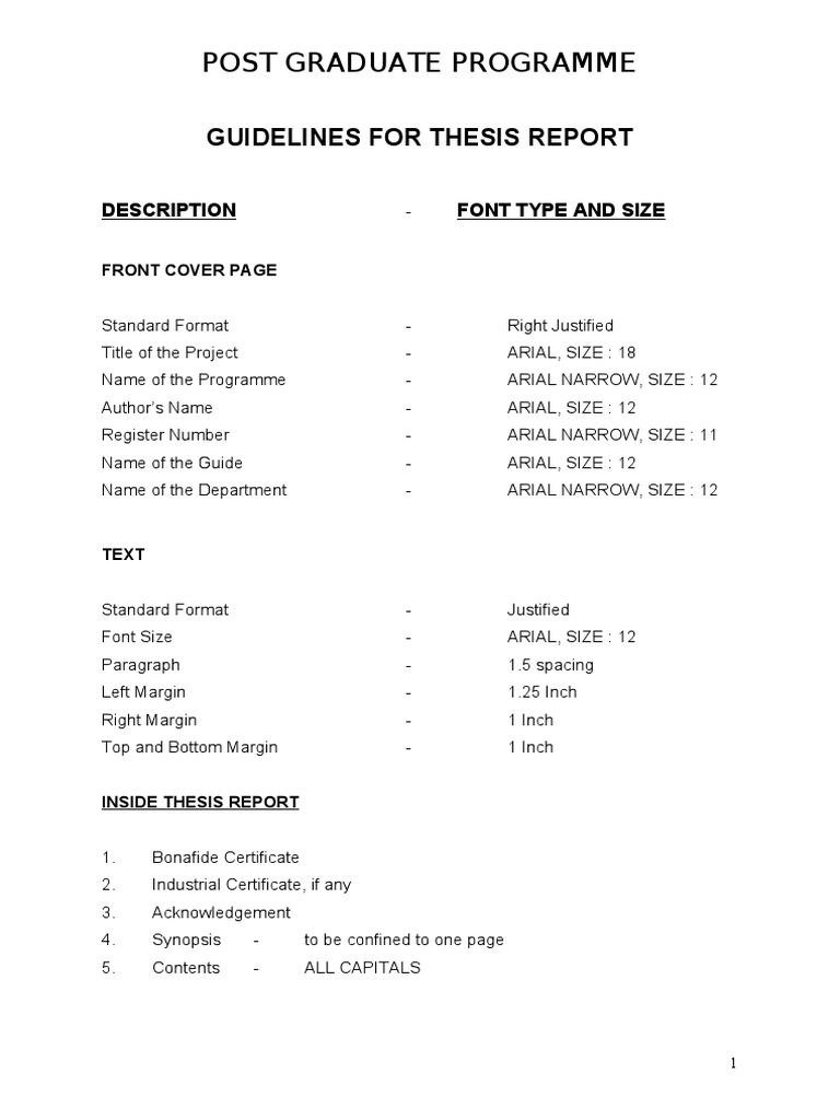 Post Graduate Programme: Guidelines For Thesis Report | PDF | Graphic ...