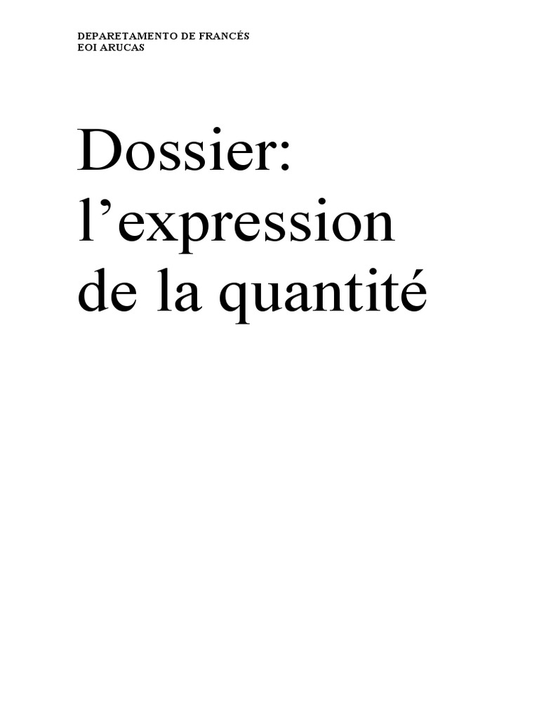Expressions de quantité en français | PDF | Repas | Cuisine