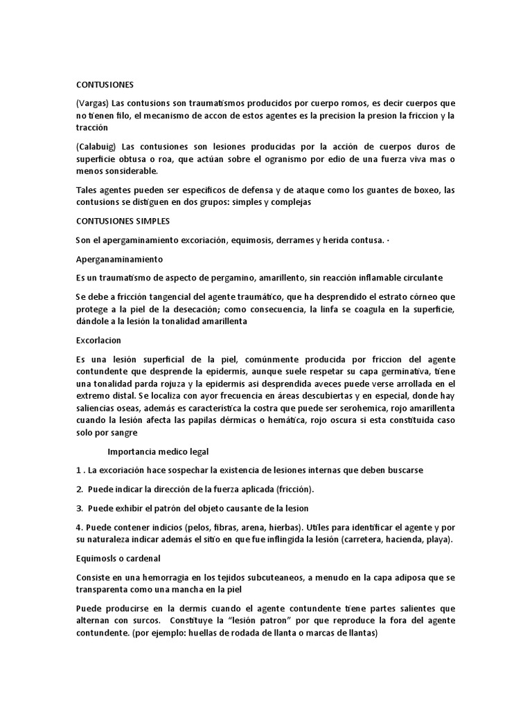Contusiones: Tipos y Mecanismos | PDF | Lesión | Sangre
