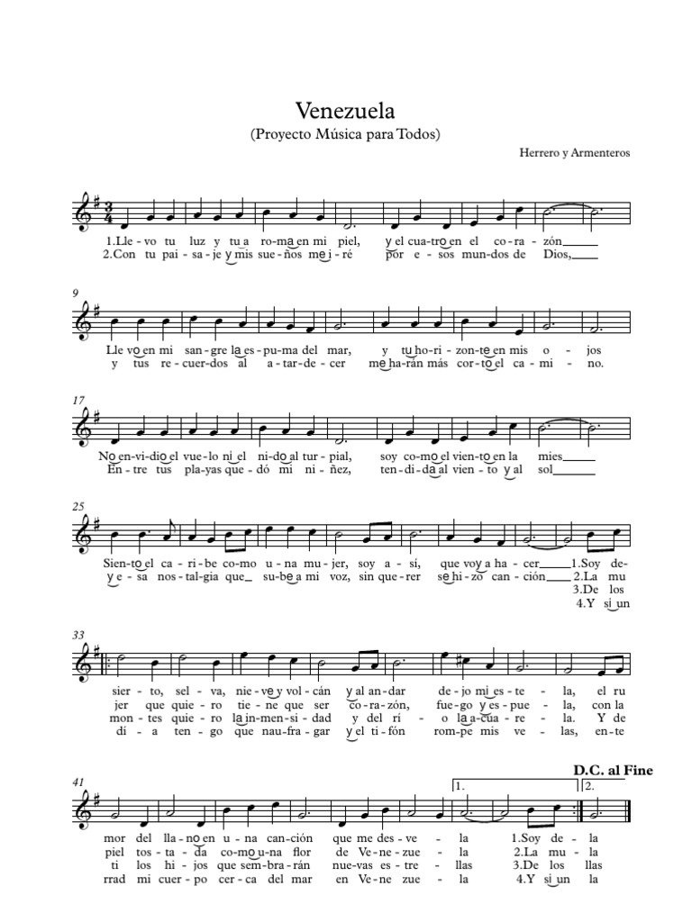 Venezuela Letra - Partitura Completa PDF | PDF