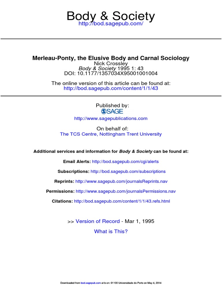 Nick Crossley - Merleau-Ponty The Elusive Body and Carnal Sociology ...