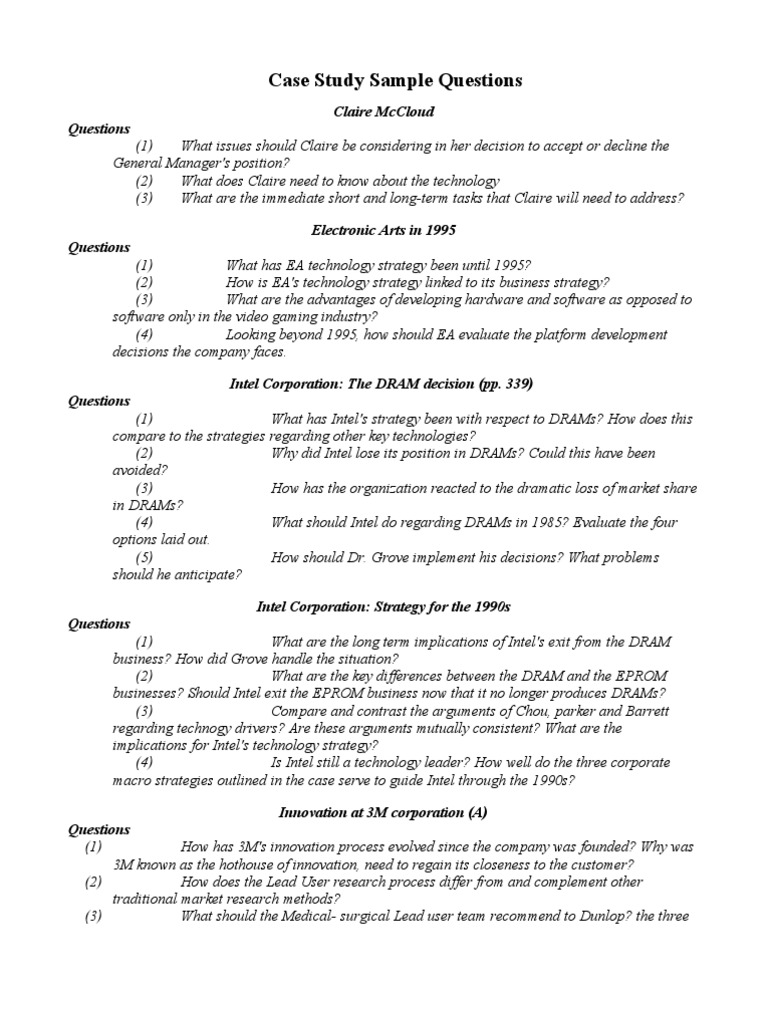 Case Study Sample Questions | PDF