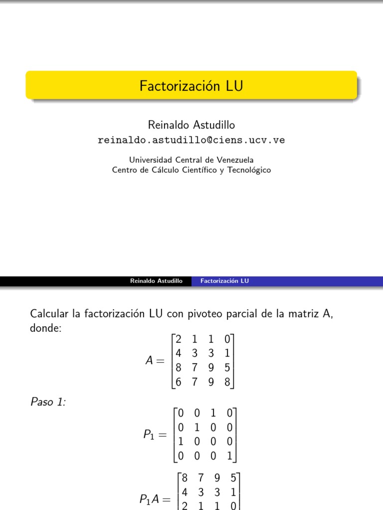 Factorizacion Lu Con Pivoteo Parcial PDF | Descargar gratis PDF | Sistema de ecuaciones lineales ...