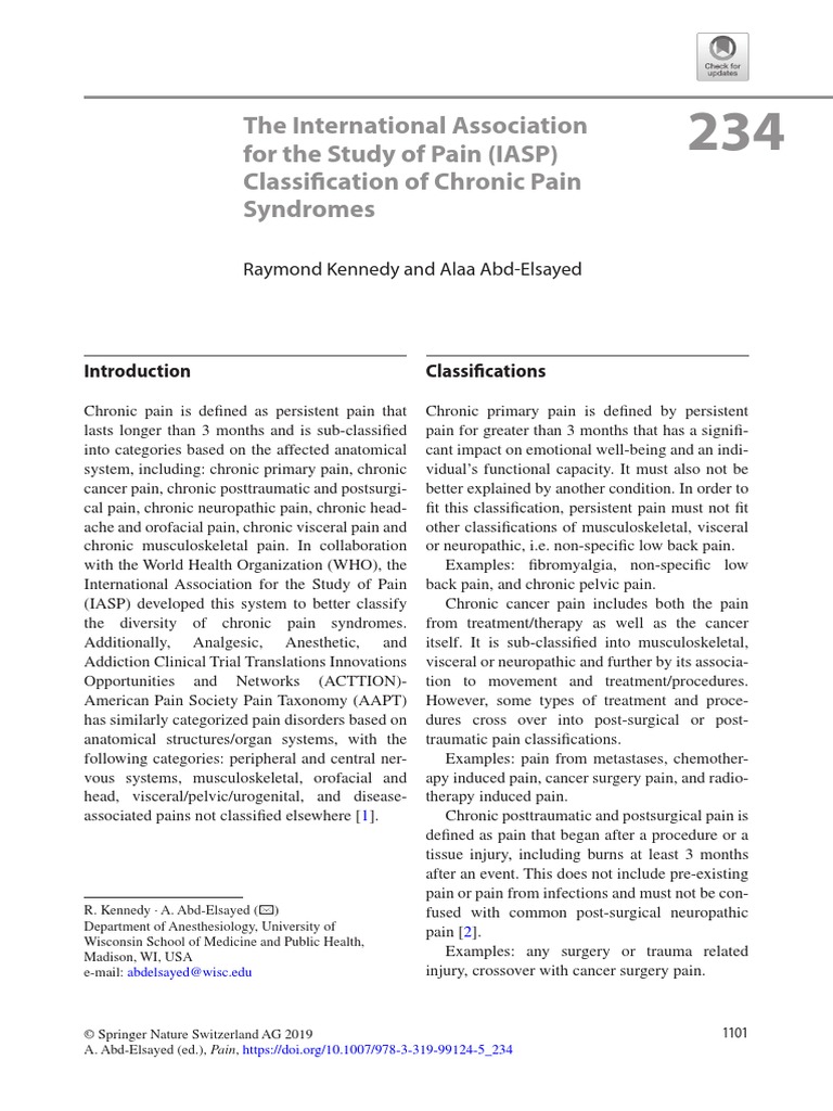 The International Association For The Study of Pain (IASP ...