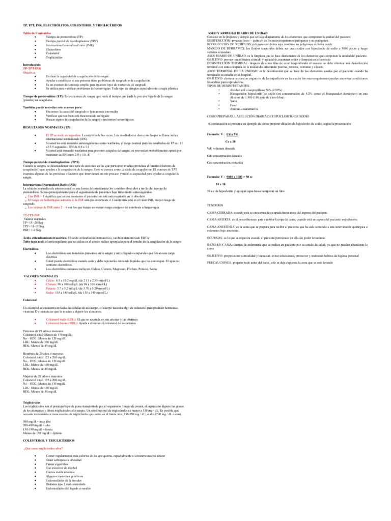TP TPT Inr | PDF | Oxígeno | Coagulación