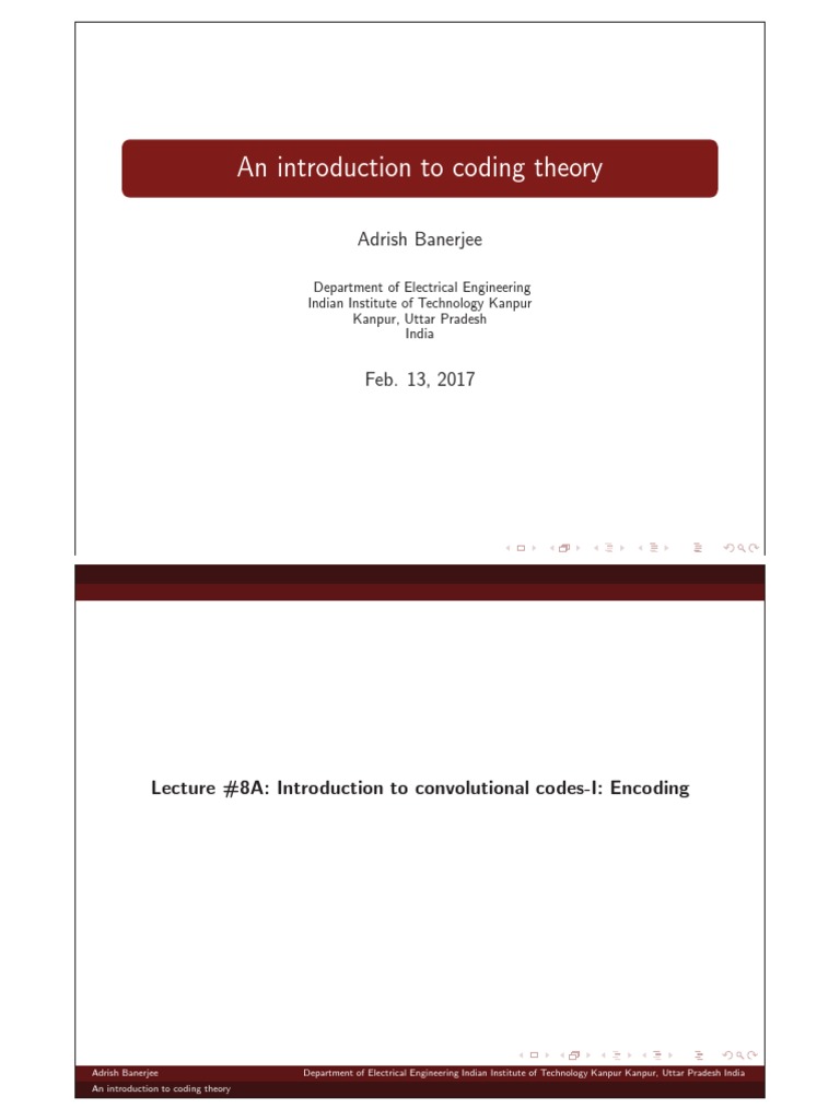 An Introduction To Coding Theory: Adrish Banerjee | PDF | Discrete ...