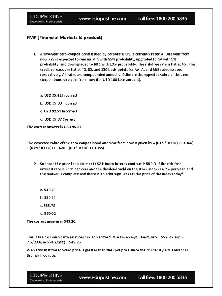 FRM Mock Test | PDF | Option (Finance) | Value At Risk
