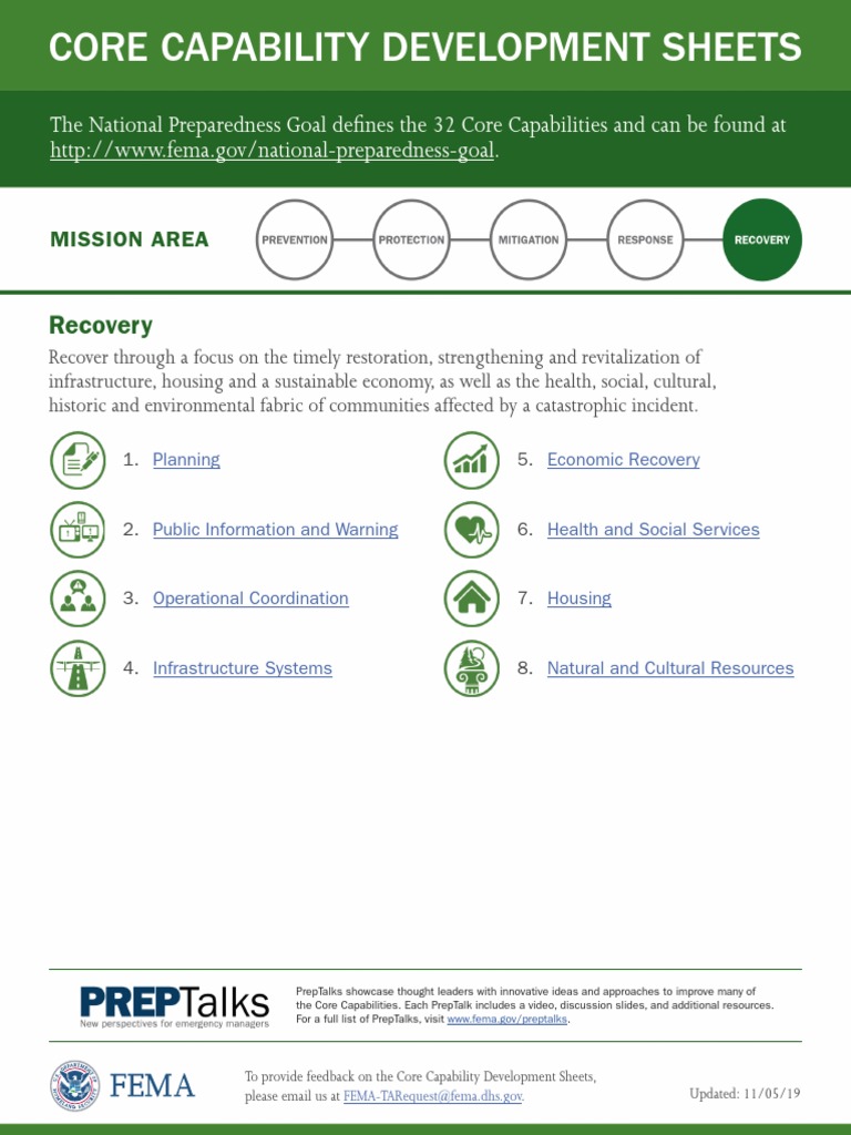 Recovery: The National Preparedness Goal Defines The 32 Core ...