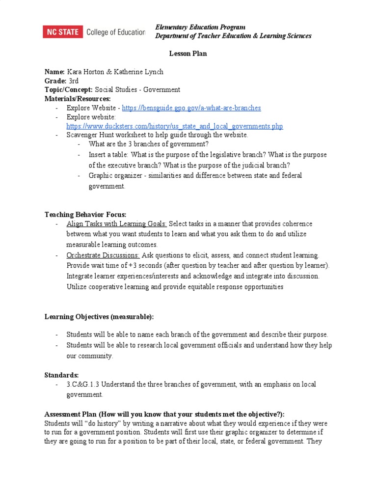 Lesson Plan Name: Grade: Topic/Concept: Materials/Resources | PDF ...