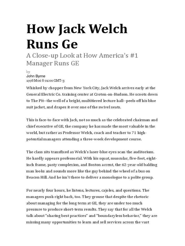 How Jack Welch Runs Ge | PDF | Six Sigma | General Electric