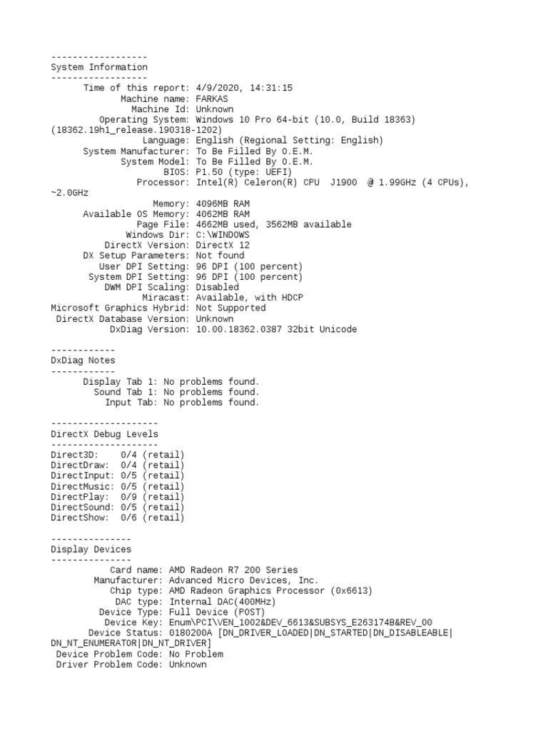 Dxdiag | PDF | Codec | Device Driver