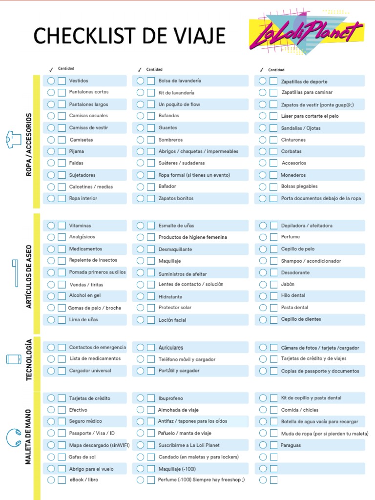 Checklist de Viaje Imprimible | PDF