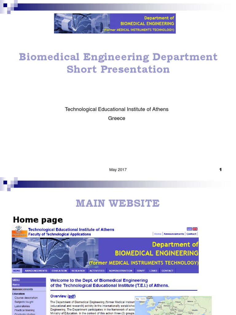Biomedical Engineering Department Presentation | PDF | Biomedical ...