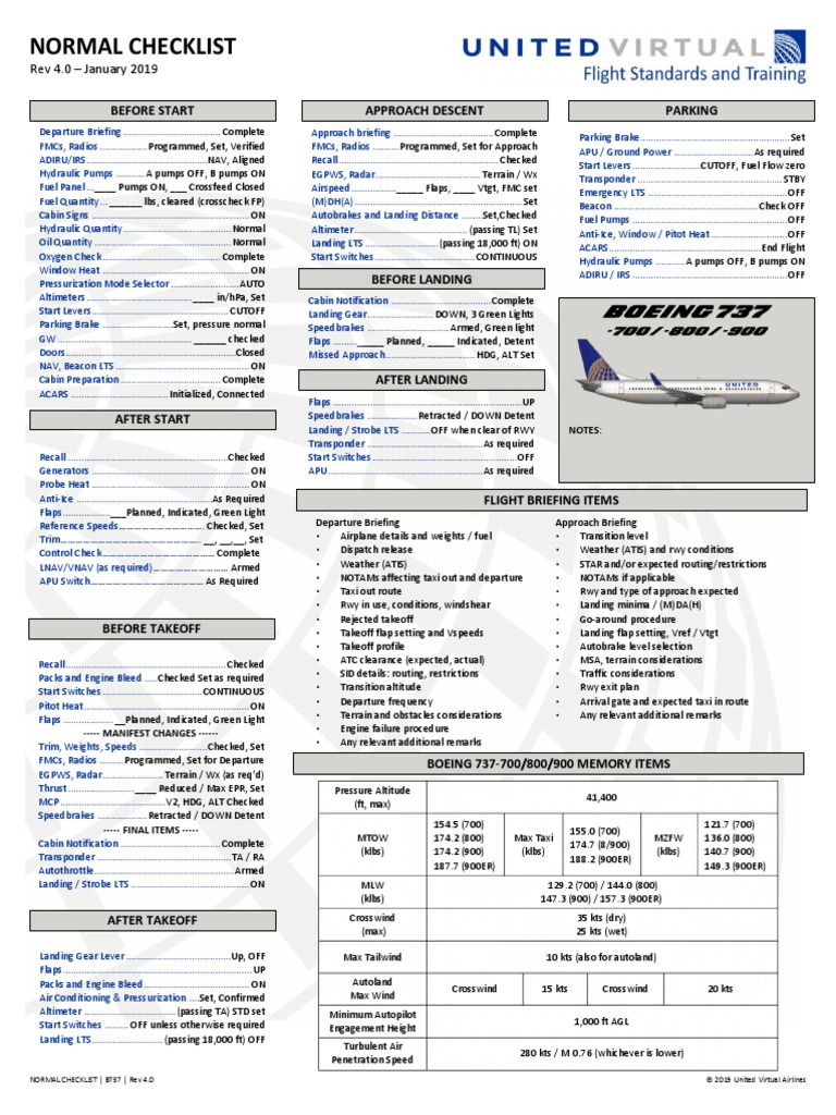 UVA B737 Normal Checklist | PDF | Takeoff | Flap (Aeronautics)