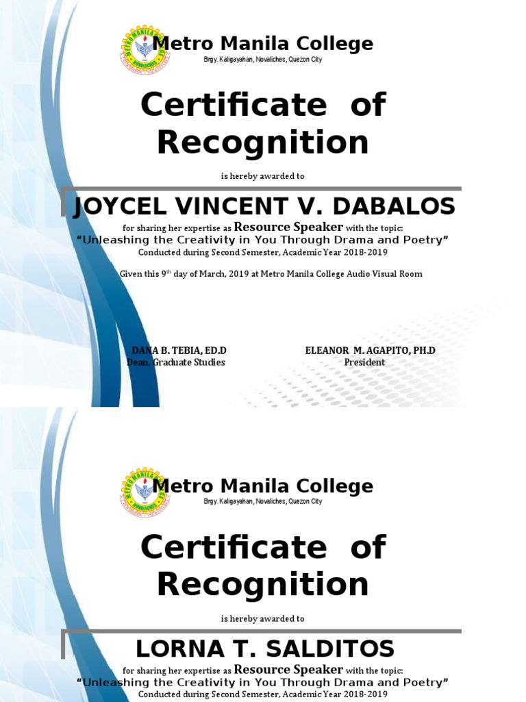 Cert-for-Focal-Person Sample Reference Only | PDF