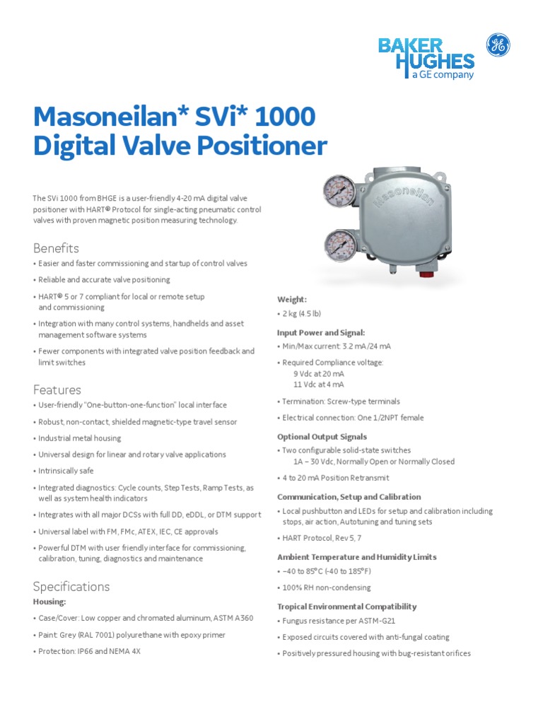 Masoneilan Svi 1000 Digital Valve Positioner: Benefits | PDF | Switch ...
