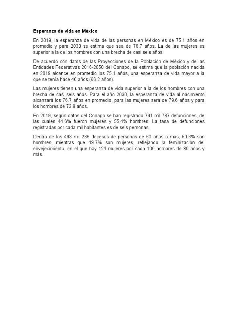 Esperanza de vida en México 2019-2030 | PDF | Gobierno
