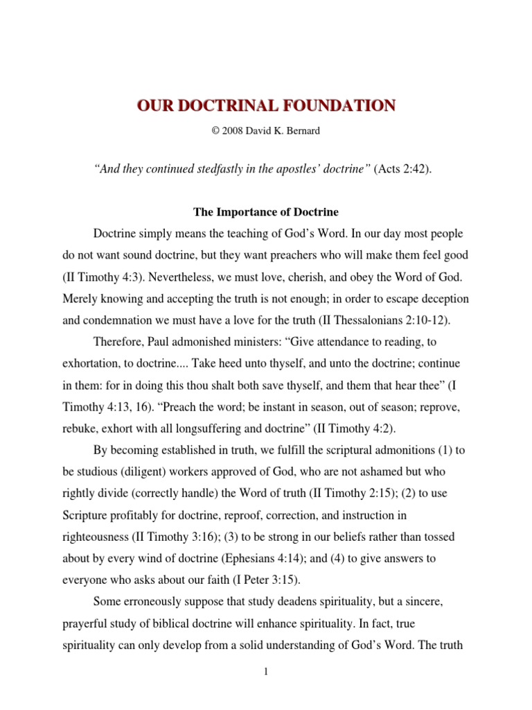 DoctrinalFoundationDB2 PDF | PDF | Oneness Pentecostalism | Baptism ...