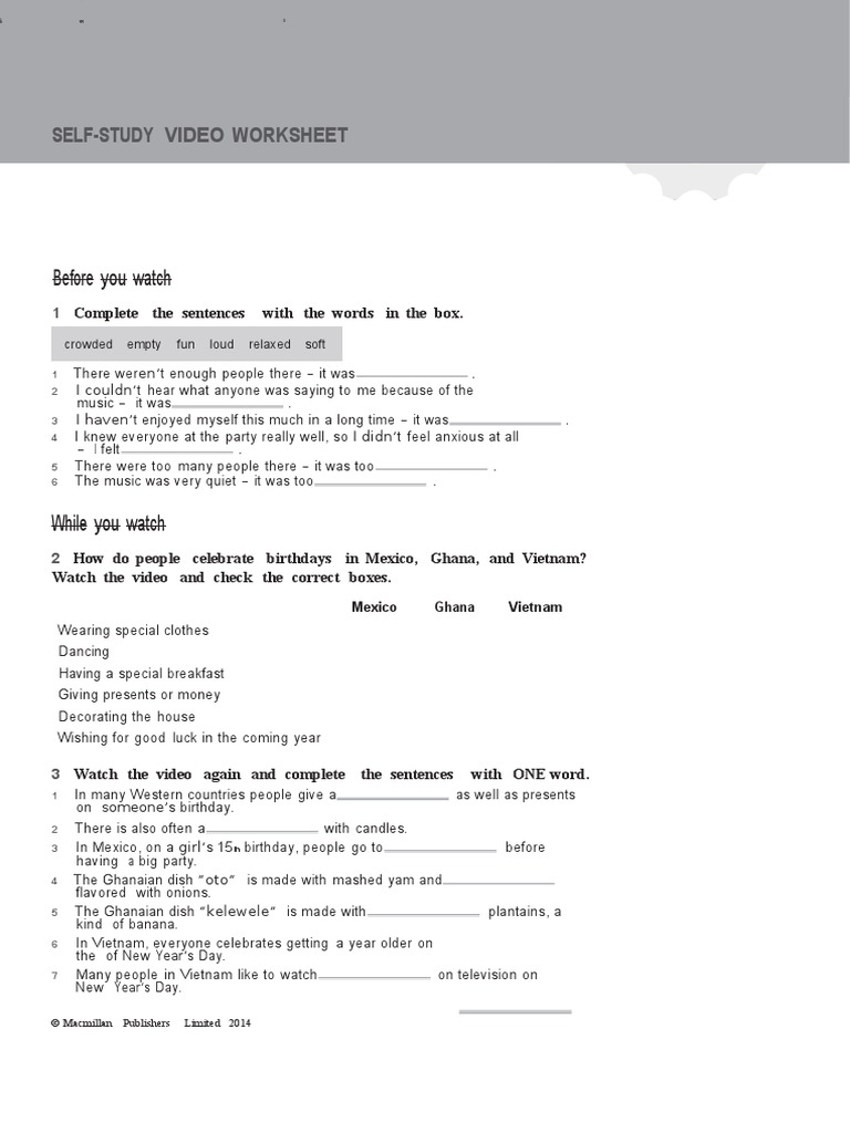 Openmind 2 Unit 10 Video Worksheet | PDF | Syntax | Linguistics