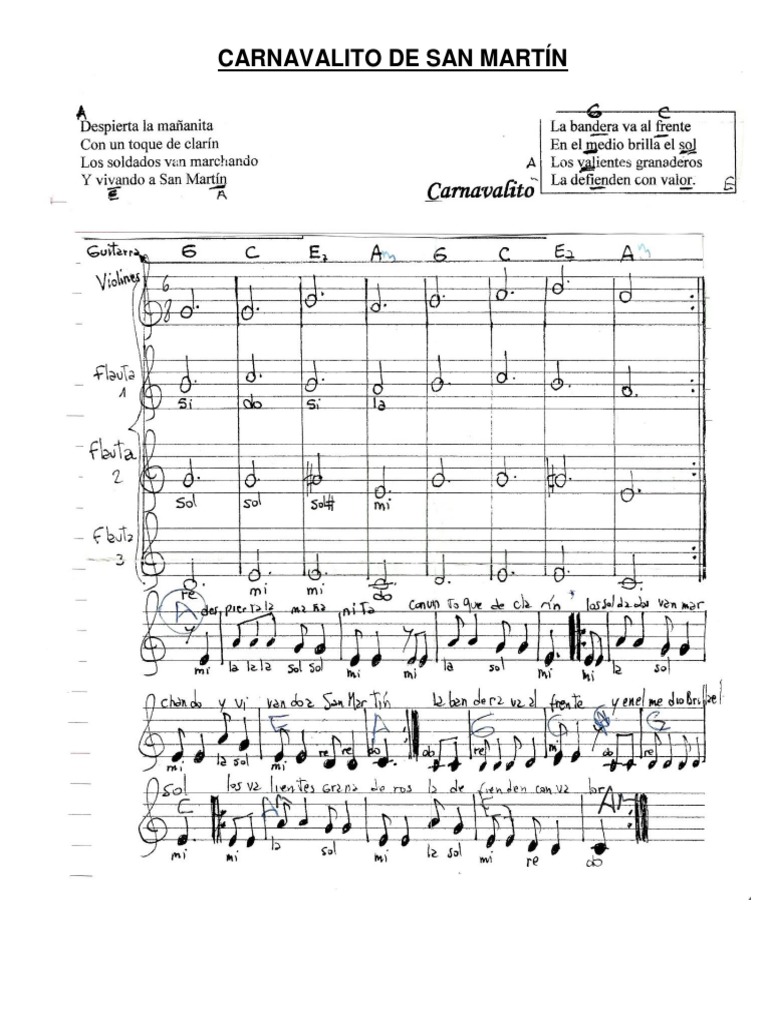Carnavalito de San Martín Letra y Partitura PDF | PDF