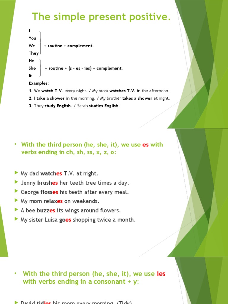 The Simple Present Positive | PDF | Grammar | Syntax