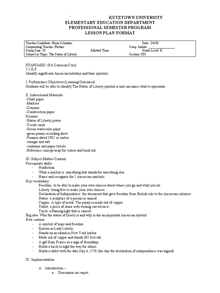 Statue of Liberty | PDF | Lesson Plan | Liberty